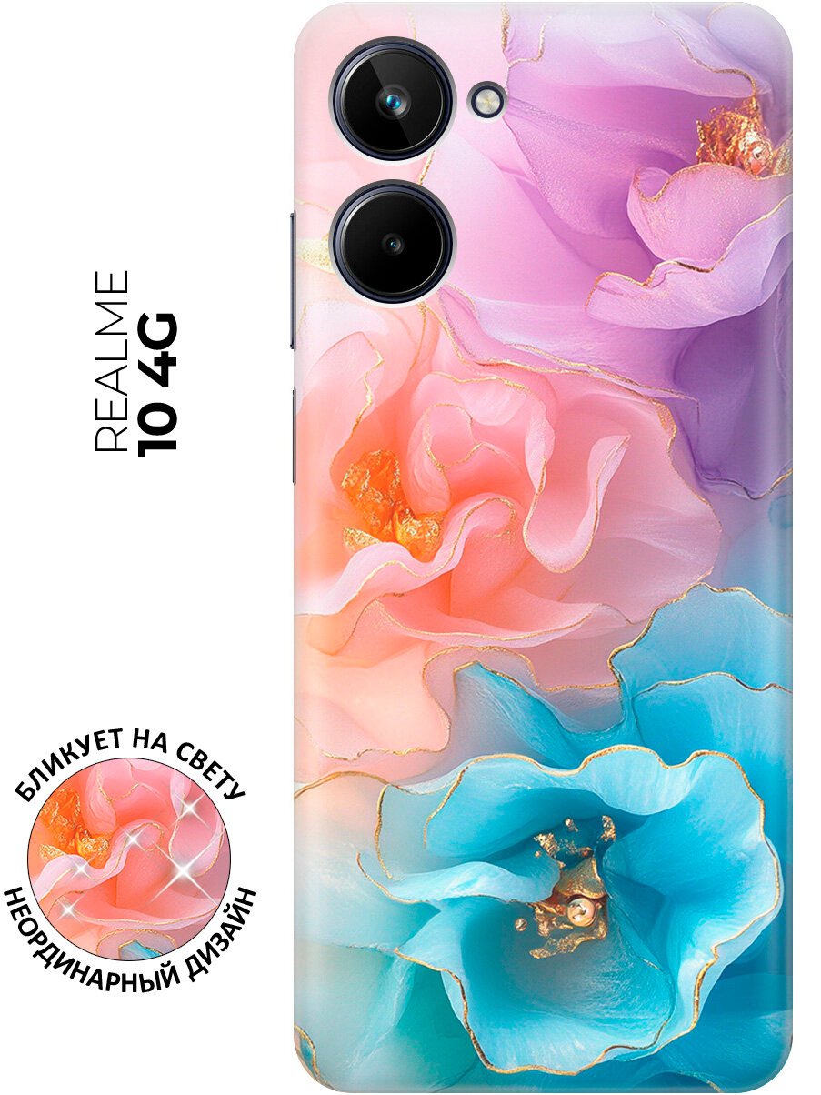 Силиконовый чехол на Realme 10 4G с принтом "Изумительные цветы"