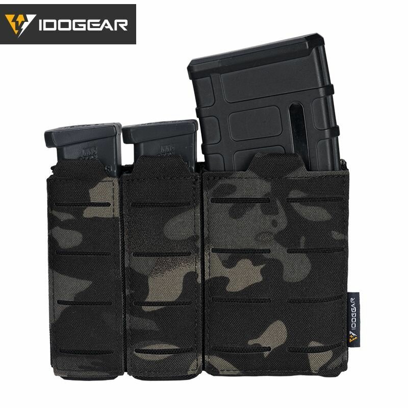 Подсумок IDOGEAR LSR Тактический тройной для магазина 9mm5.56 Molle лазерной резки 3586