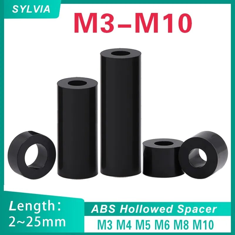 Круглые полые стойки из АБС черного цвета ID6.2x OD.11 (20pcs), 4mm