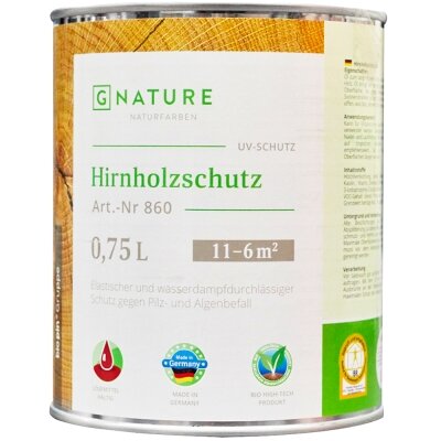 Краска Gnature 860 Hirnholzschutz натуральная для защиты торцов 0,75л