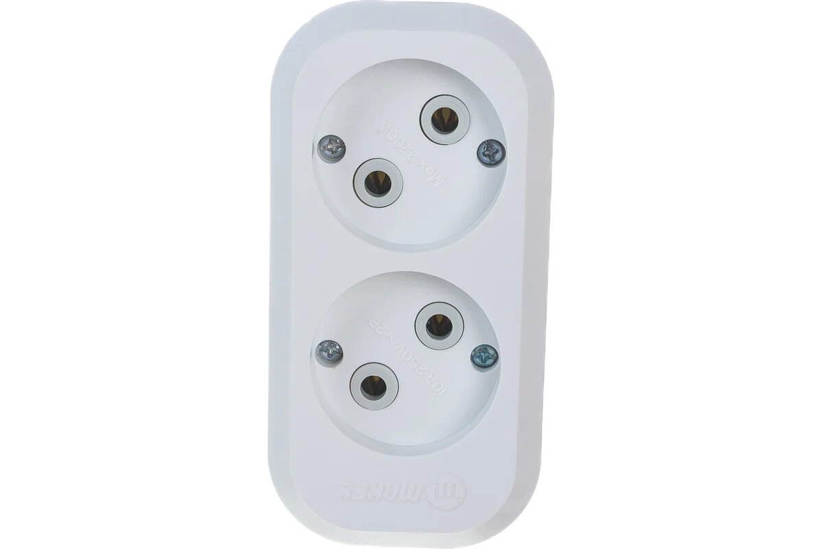 MAKEL MGP101 компактная колодка удлинителя без заземления, 2 м длины, две розетки