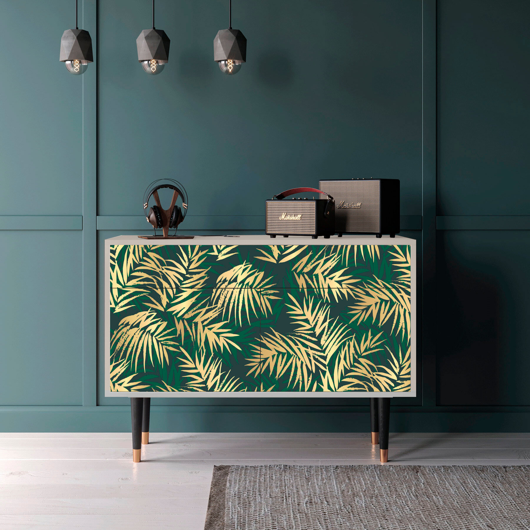 Комод - STORYZ - BS4 Sunny Palm Tree, Размер - 115 x 85 x 48 см, Цвет корпуса - Сатин