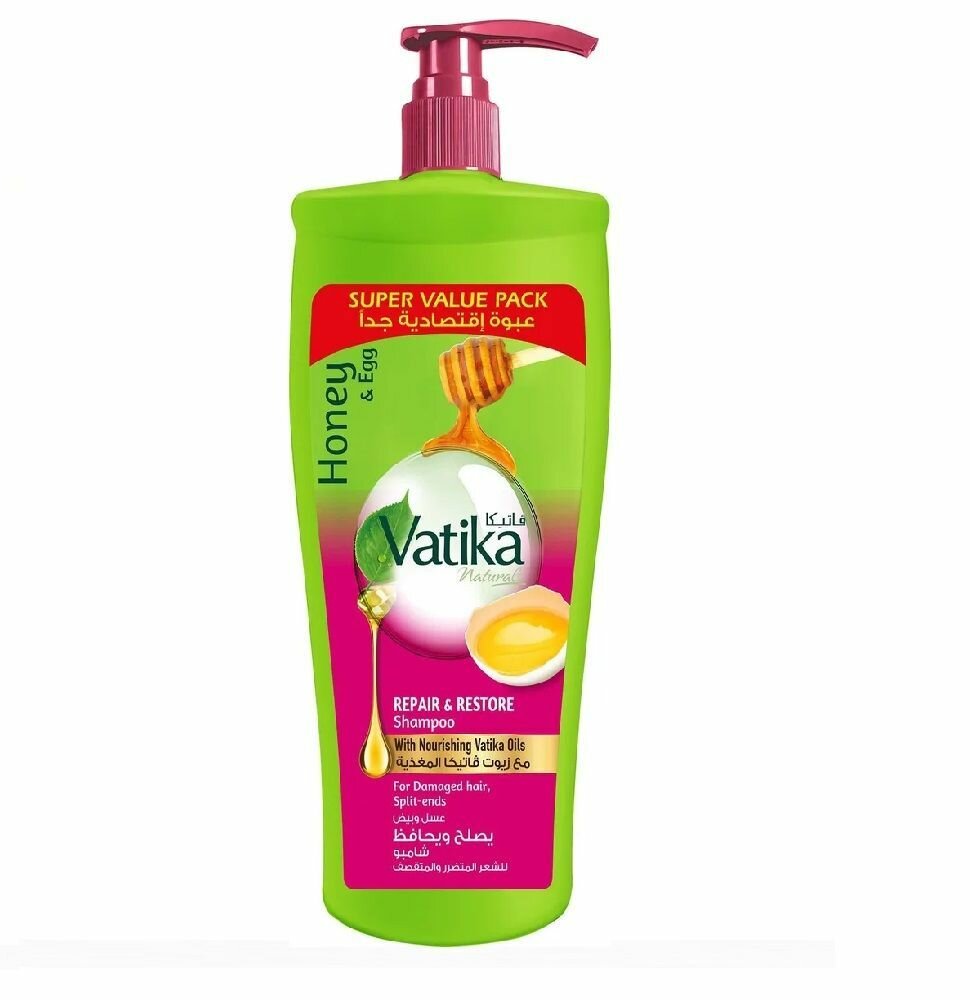 Dabur Vatika Шампунь для волос Исцеление и восстановление МЕД И яйцо Дабур Ватика / Repair & Restore, 600 мл