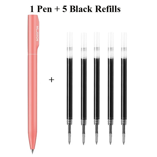 NUSIGN Гелевые ручки белые, черные, розовые, синие 0,5 мм 1Pen 5Black Refills