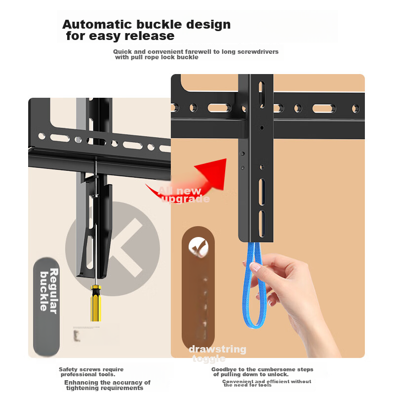 Jiangwutong TV Wall Mount (26-65 Inches), Bracket Wall-Mounted, for Xiaomi, Hisense, Skyworth, TCL, TV Stand, Specialized for Konka, Huawei Smart Screen