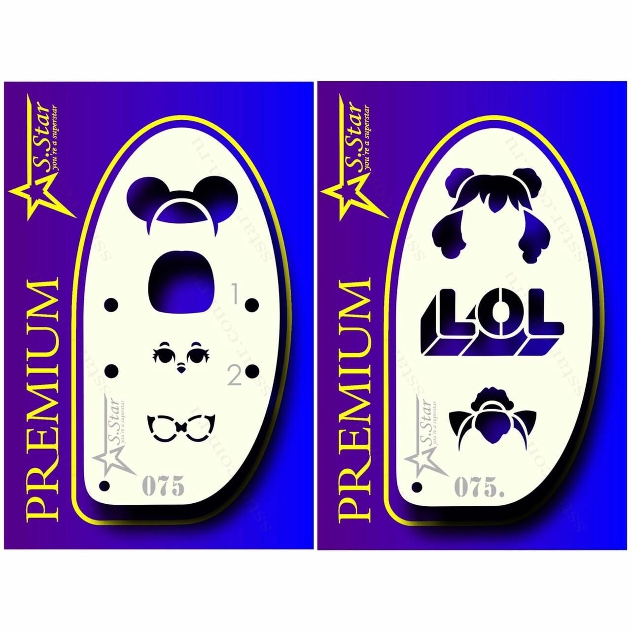 Трафарет для аквагрима постоянного пользования кукла лол, двойной