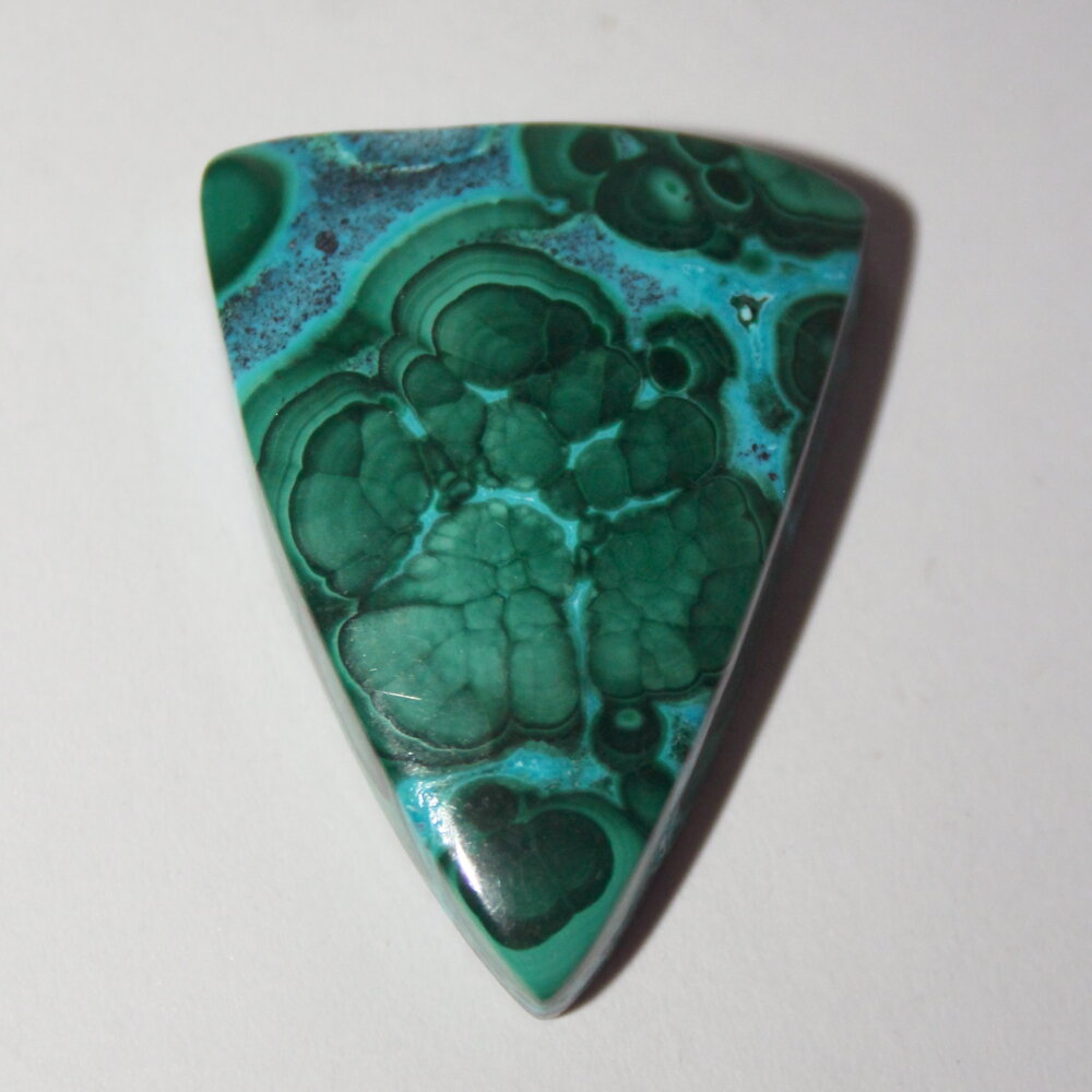 Коллекционный кабошон хризоколла с малахитом кабошон, 31х24х5 мм, Африка, "True Stones"