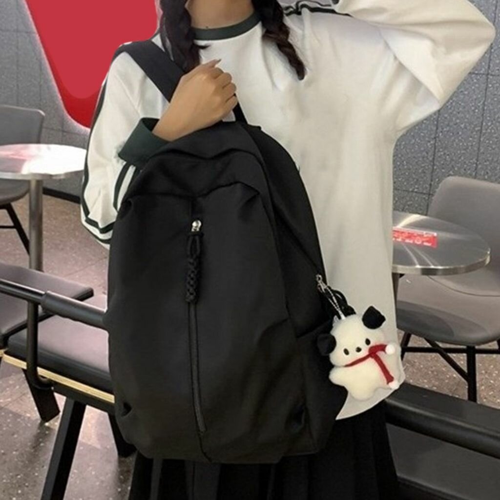 Повседневный рюкзак в американском стиле Харадзюку-Черный-Большой