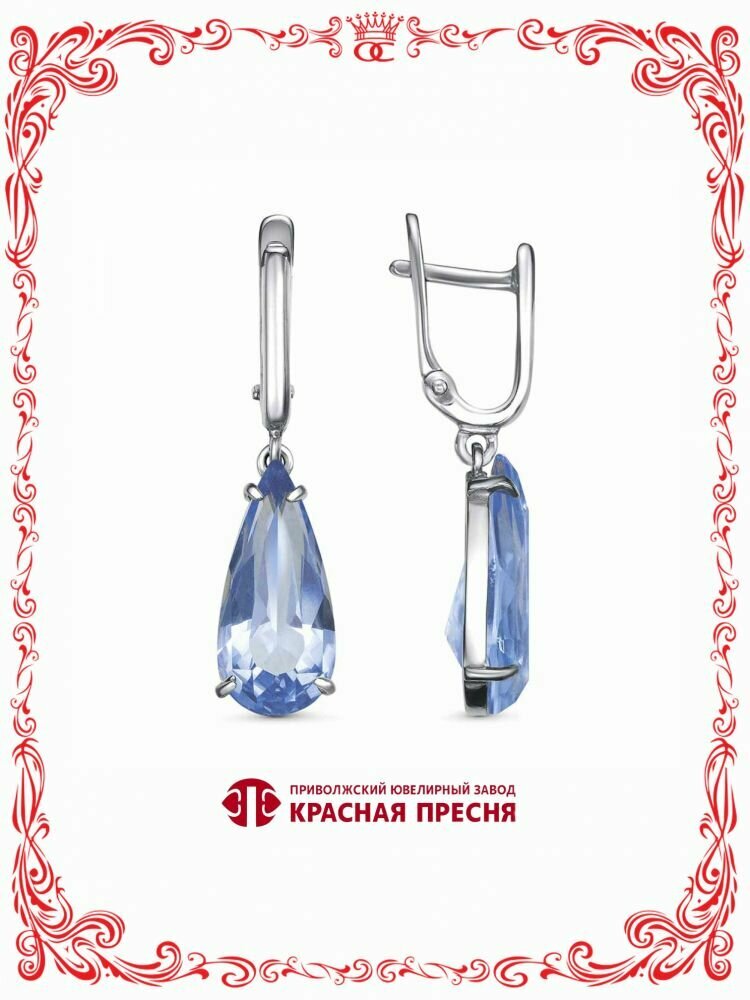 Серьги, серебро, 925 проба, лунный камень синтетический