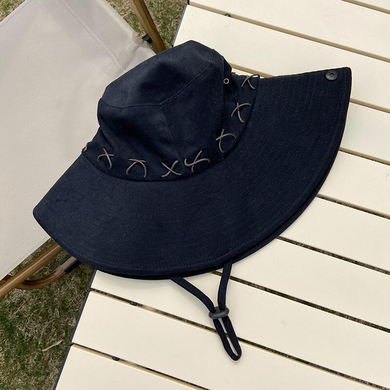 Шляпа, женская, уличная, походная, солнцезащитная, с большими полями, черная