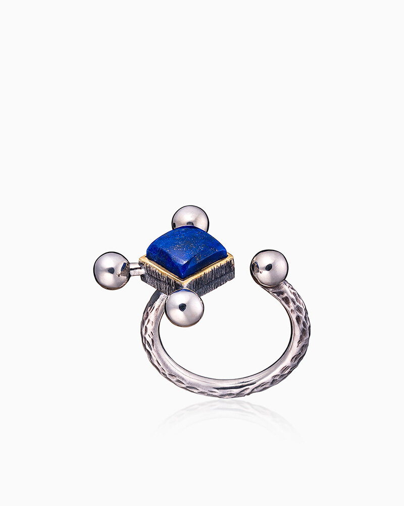 Кольцо, серебро, 925 проба, лазурит