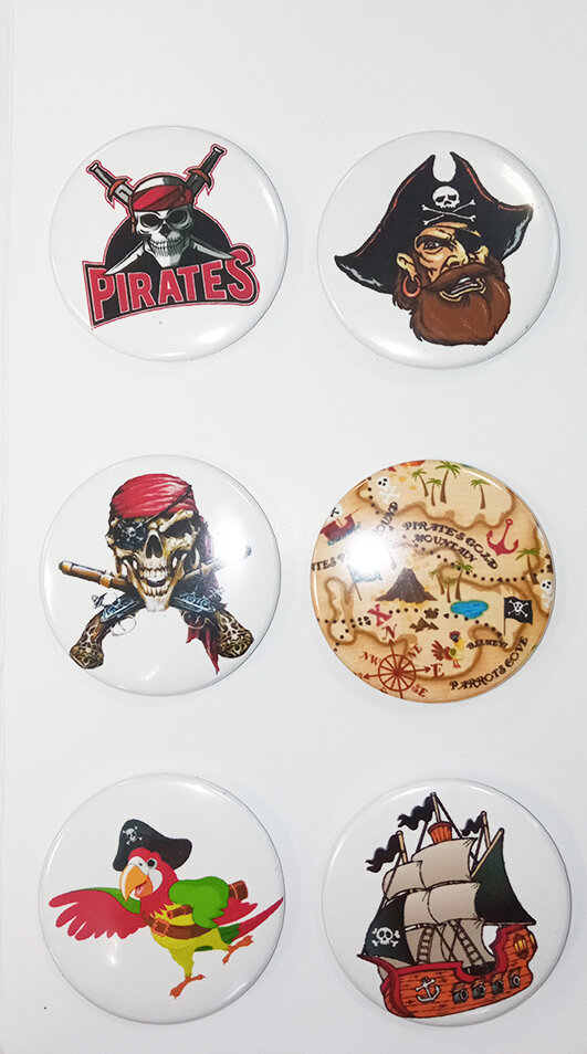 Набор значков ГК сфера Пиратская Вечеринка №2, для гостей, пластик, 38мм, разноцветный, 6 шт