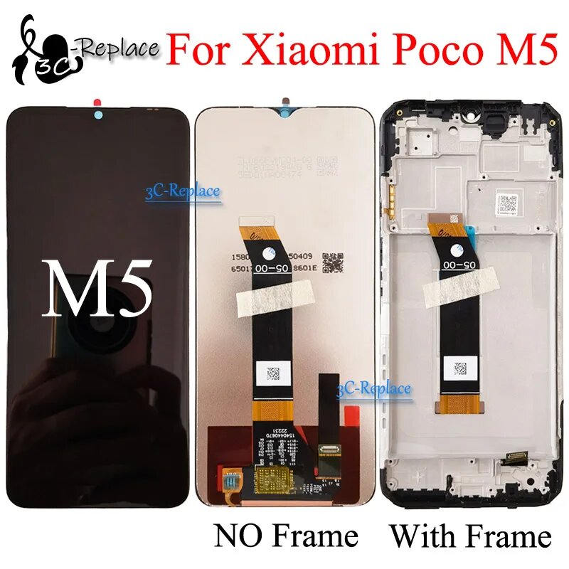 ЖК-дисплей 6,58 дюйма для Xiaomi Poco M5 22071219CG 22071219CI, сенсорный экран с дигитайзером в сборе/с рамкой, черный Black With Frame