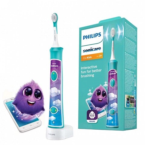 Электрическая зубная щетка Philips Sonicare For Kids HX6322/04 с поддержкой Bluetooth, Aqua