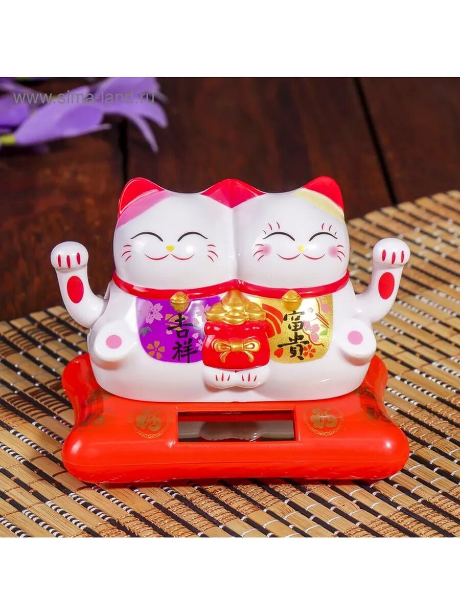 Маятник пластик от солнечной батареи "Два кота Манэки-нэко с