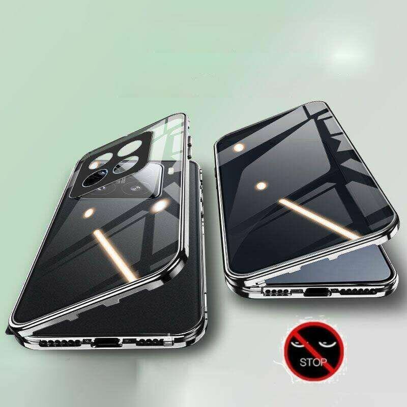 Чехол для Xiaomi 15 5G (Чехол Сяоми 15), с Магнитный Металлобампер, Закаленное Стекло с Приватностью и Защита Камеры, Чехлы для телефонов(черный)