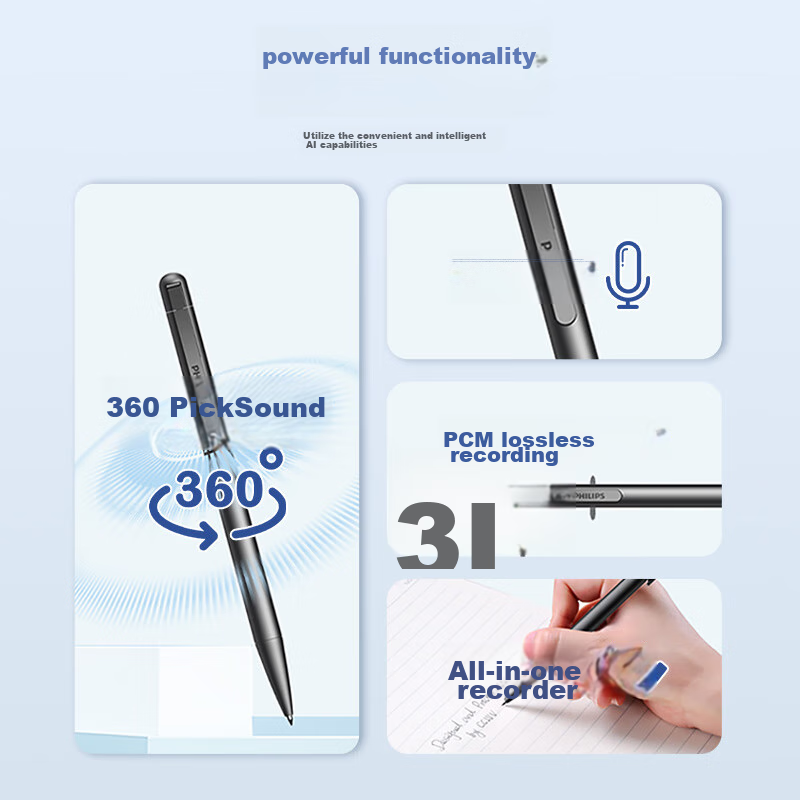 Philips VTR5910 Black Voice Recorder, Professional Recording, High-Definition Noise Reduction, Portable, One-Button Operation, Recording Device, Evidence Collection Equipment, 16GB Standard Version