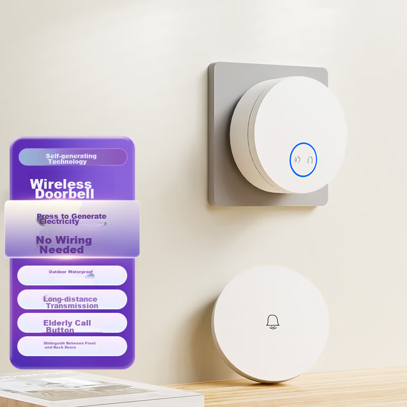 Lingpu Technology Self-Powered Wireless Doorbell, Long-Range High-Volume Home Elderly Call Button, Standard Model