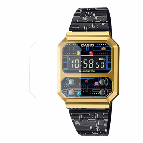 Скрин Мобайл защитный экран для часов Casio A100WEPC-1B из гидрогелевая плёнка прозрачная