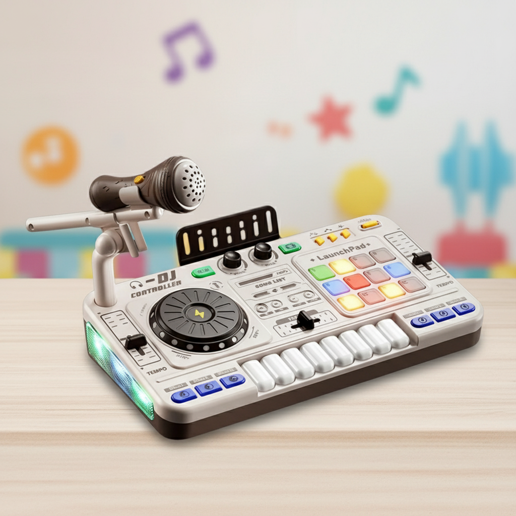 Детский DJ-контроллер с микрофоном, игрушка для начинающих, имитация игры