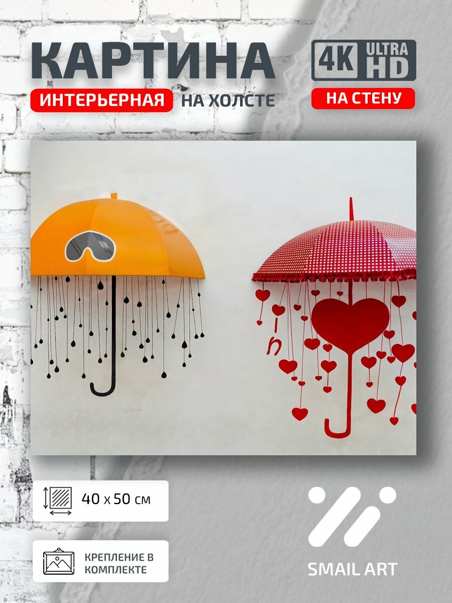 Картина на холсте интерьерная 40 на 50 на стену Зонт Abstract для кабинета абстракция декор