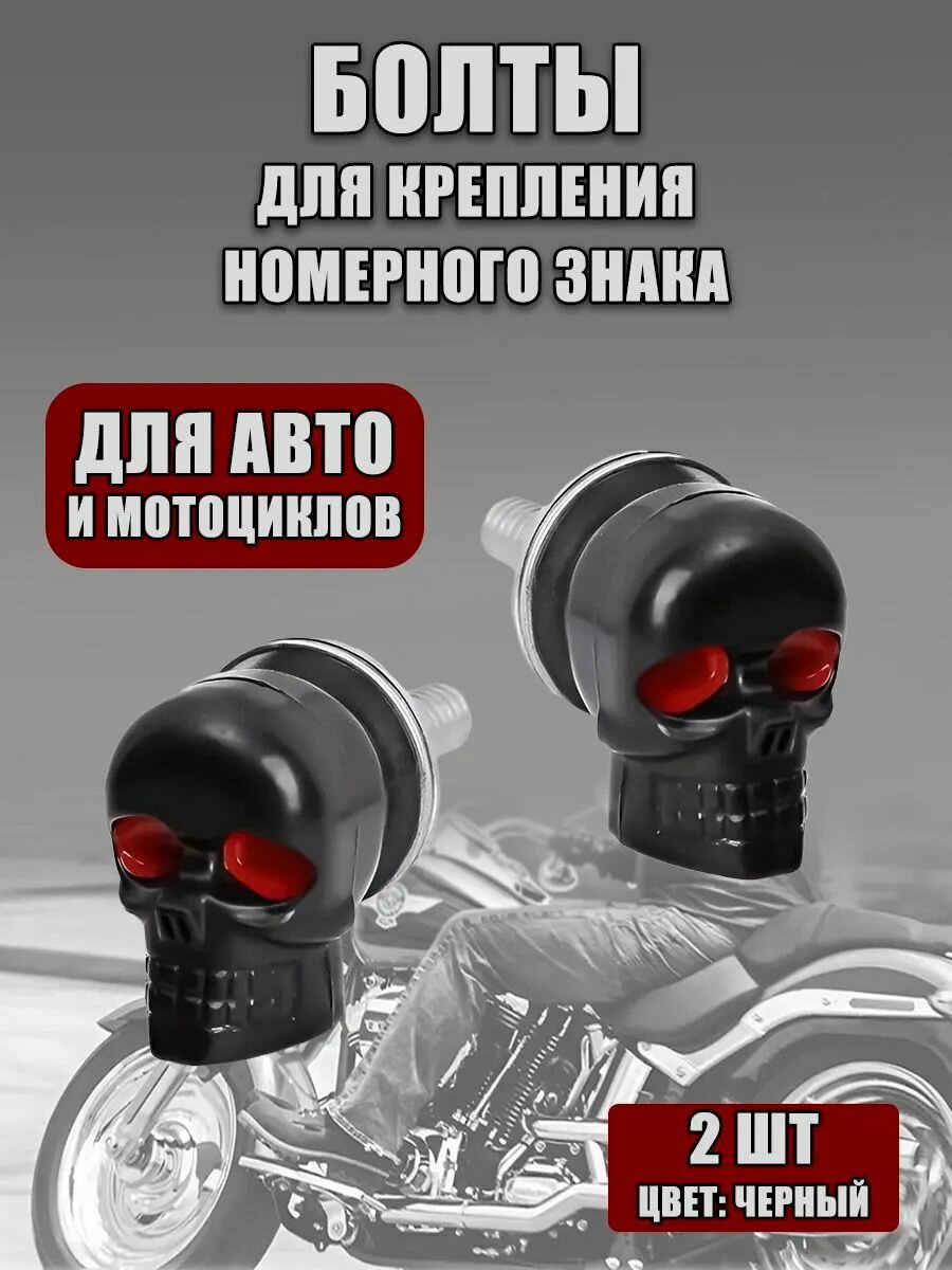 Болты для номерных знаков «черепа», 2 шт. — крепление для авто и мото, устойчивые к ржавчине, декоративные, акцент