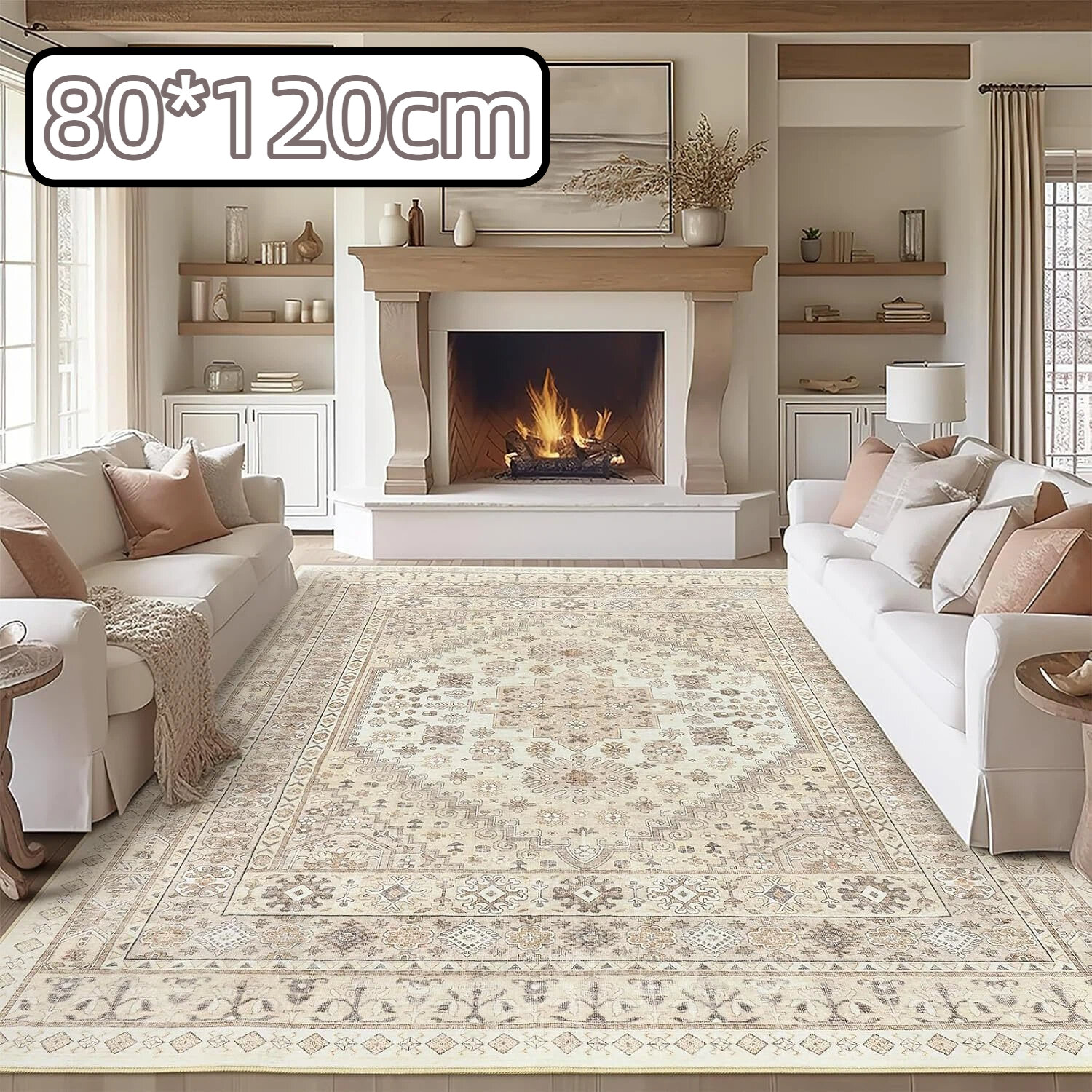 Персидский ковер в стиле бохо, Винтажный узорчатый ковер для гостиной и спальни, 80*120cm Износостойкий и теплый