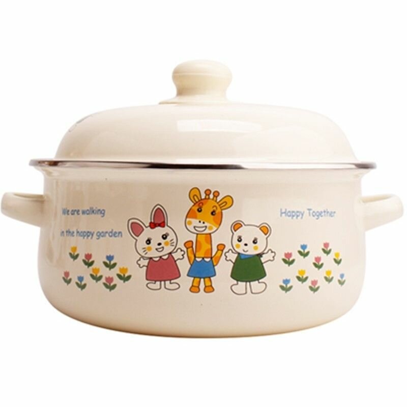 Аутентичный эмалированный горшок, эмалированный суповой горшок, горячий масляный маленький горшок, горшок с двумя ручками, горшок для тушенки, горшок для лапши быстрого приготовления, горшок для сала с крышкой для газа