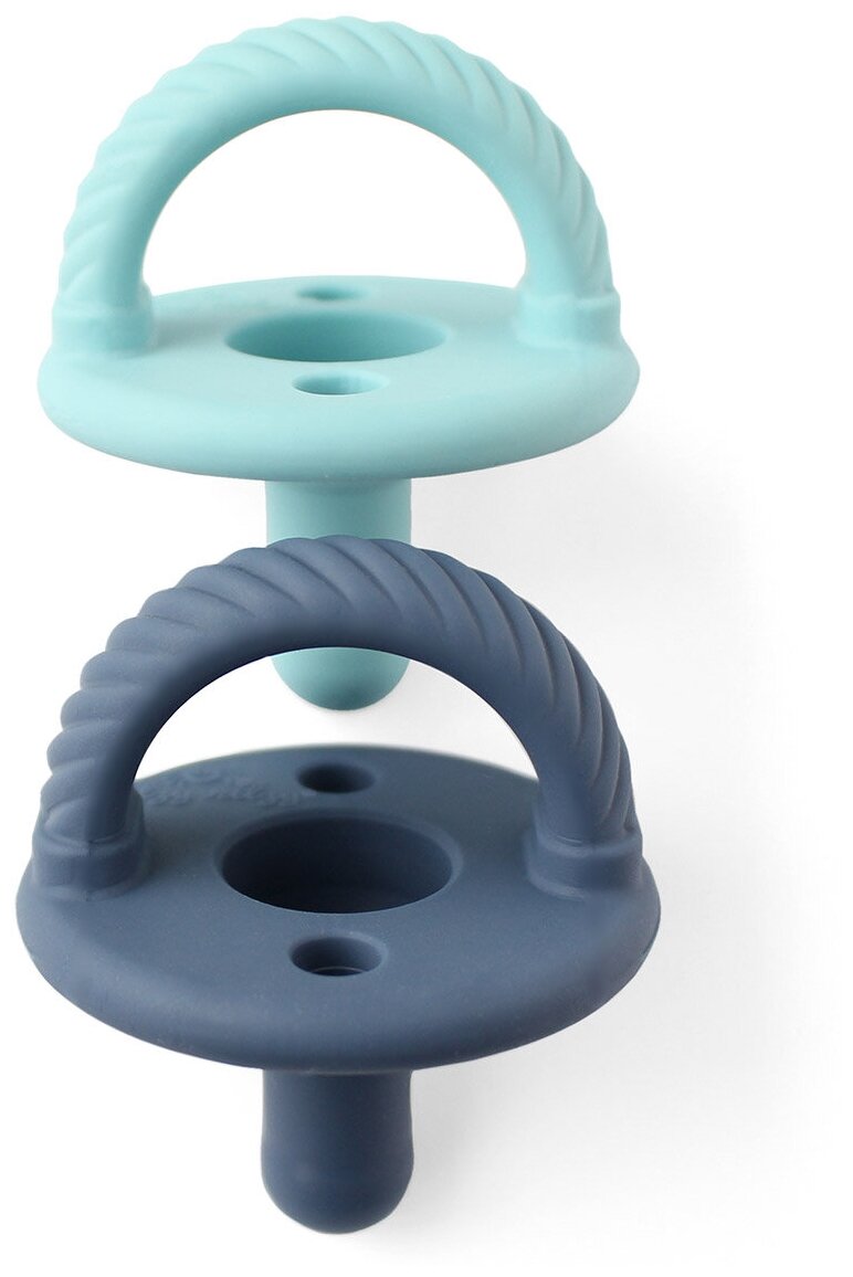 Itzy Ritzy (США) Пустышки для новорожденных 0-6, 6-18 силиконовые Navy/Robin's Egg