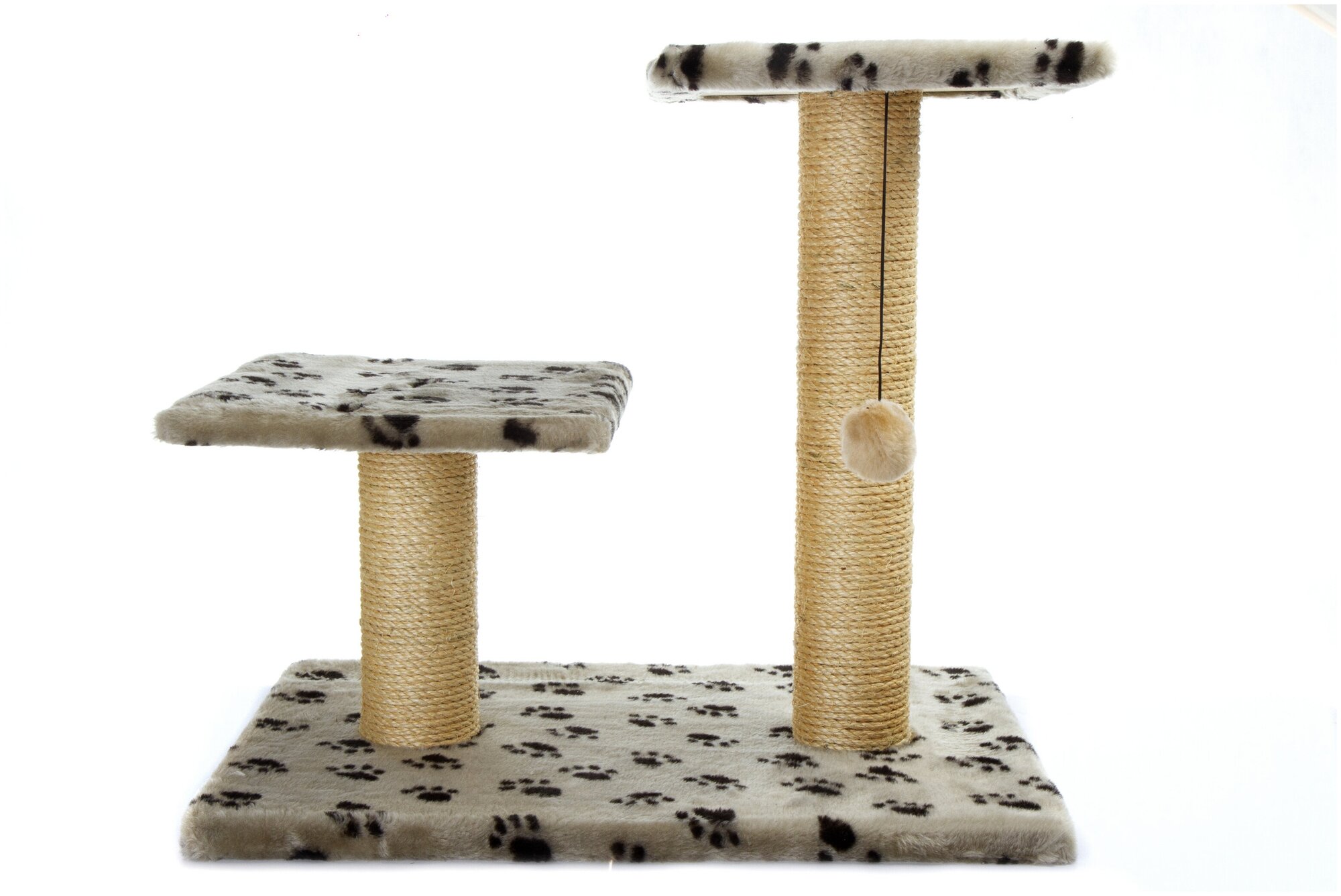 Когтеточка с двумя полочками, столбики с джутового каната, для кошек 60x40x54см