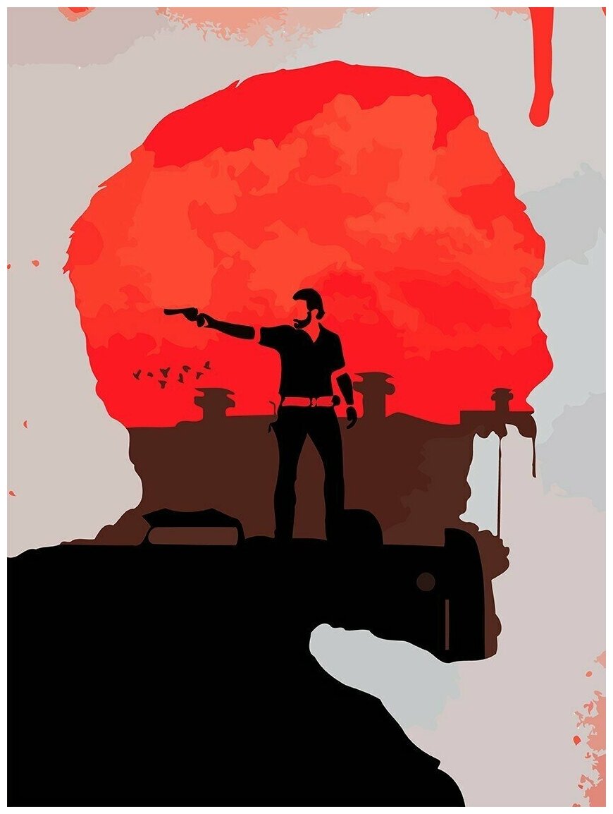 Картина по номерам на холсте Сериал Ходячие мертвецы (Рик, Ниган, Дэрил) - 7214 В 30x40