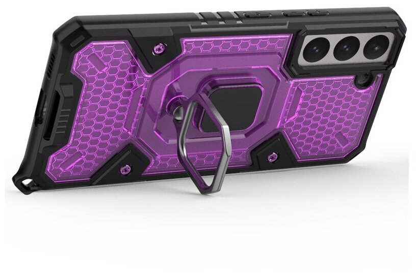 Противоударный чехол с Innovation Case c защитой камеры для Samsung Galaxy S22 фиолетовый