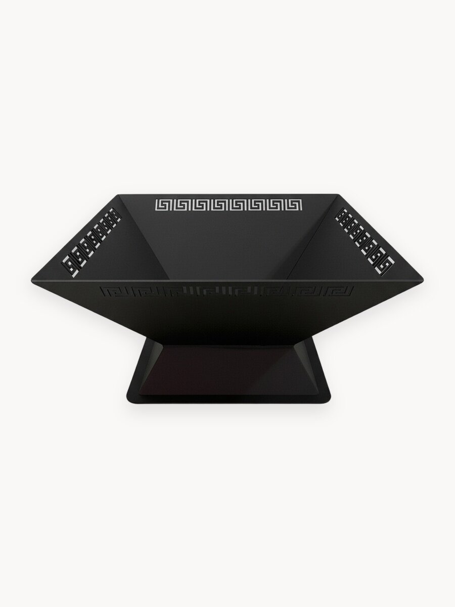 Костровая чаша, сталь 4 мм, в греческом стиле, с крышкой и выдвижным зольником.