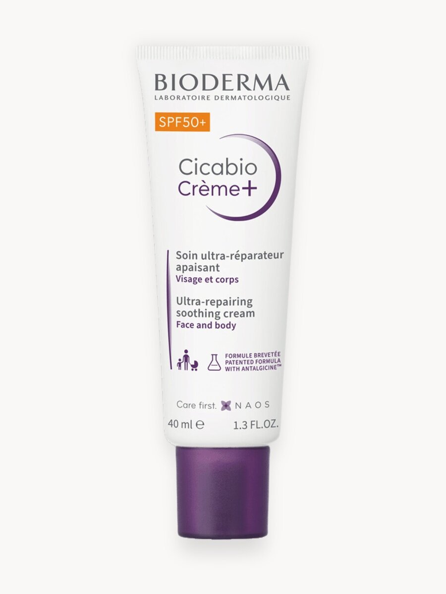 BIODERMA Cicabio Creme+ Восстанавливающий успокаивающий крем SPF 50+, 40 мл
