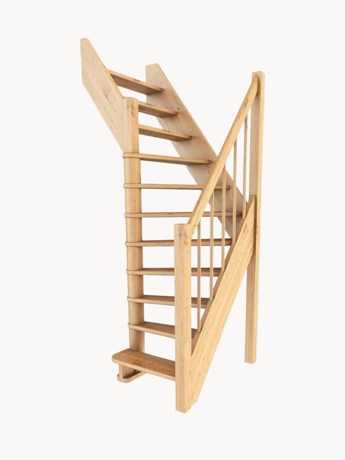 Лестница деревянная на второй этаж ЛС-91м Базовая "Левая" под тёмную покраску