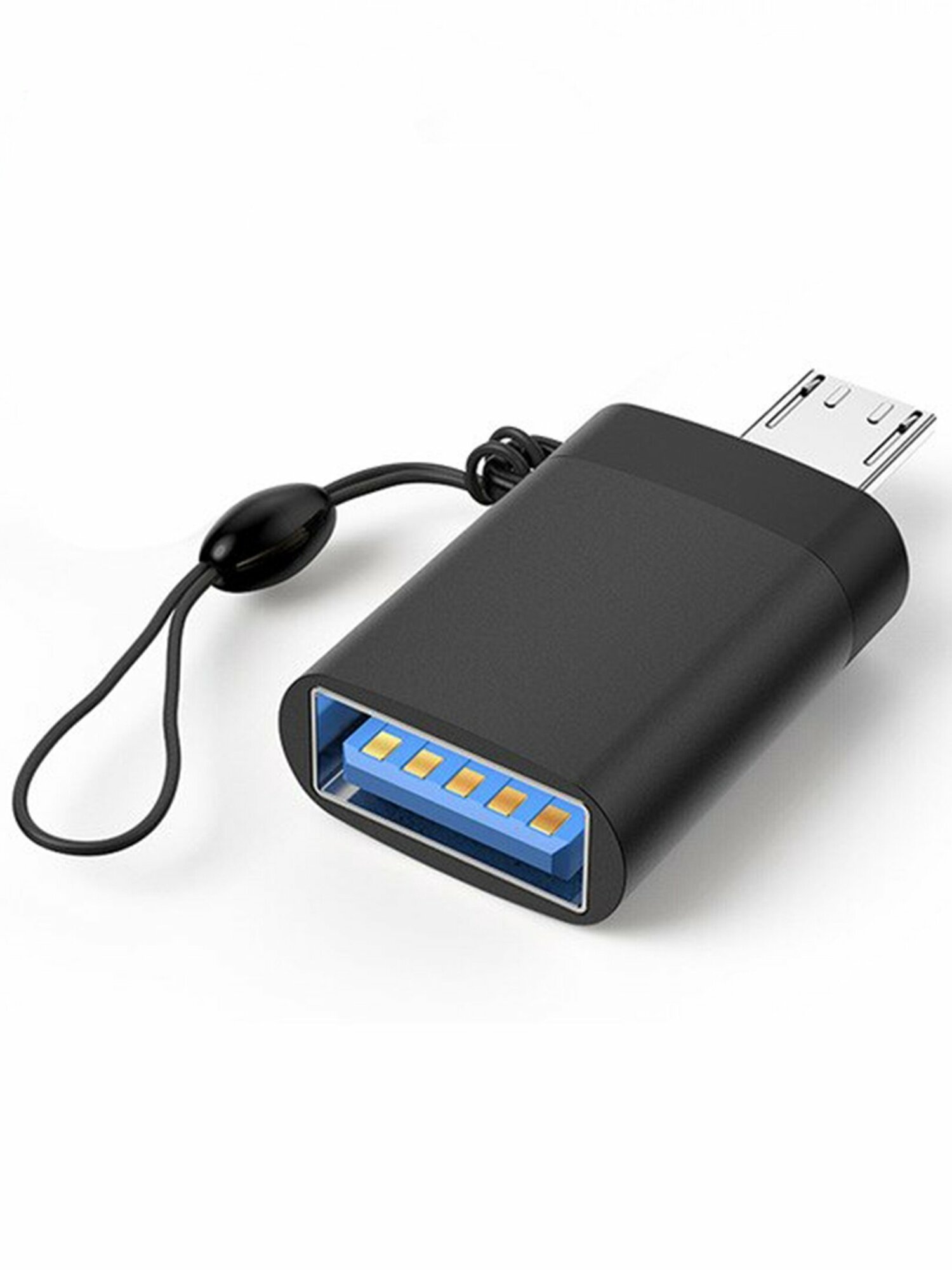 Переходник для передачи данных USB 3.0A OTG на micro USB для подключения оборудования к телефону (с ремешком)