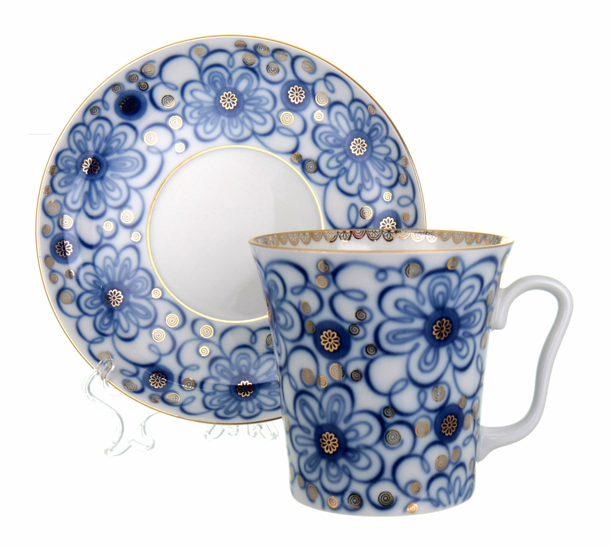 Бокал с блюдцем ИФЗ Ленинградский, Вьюнок, 360мл, фарфор 81.13920.00.1