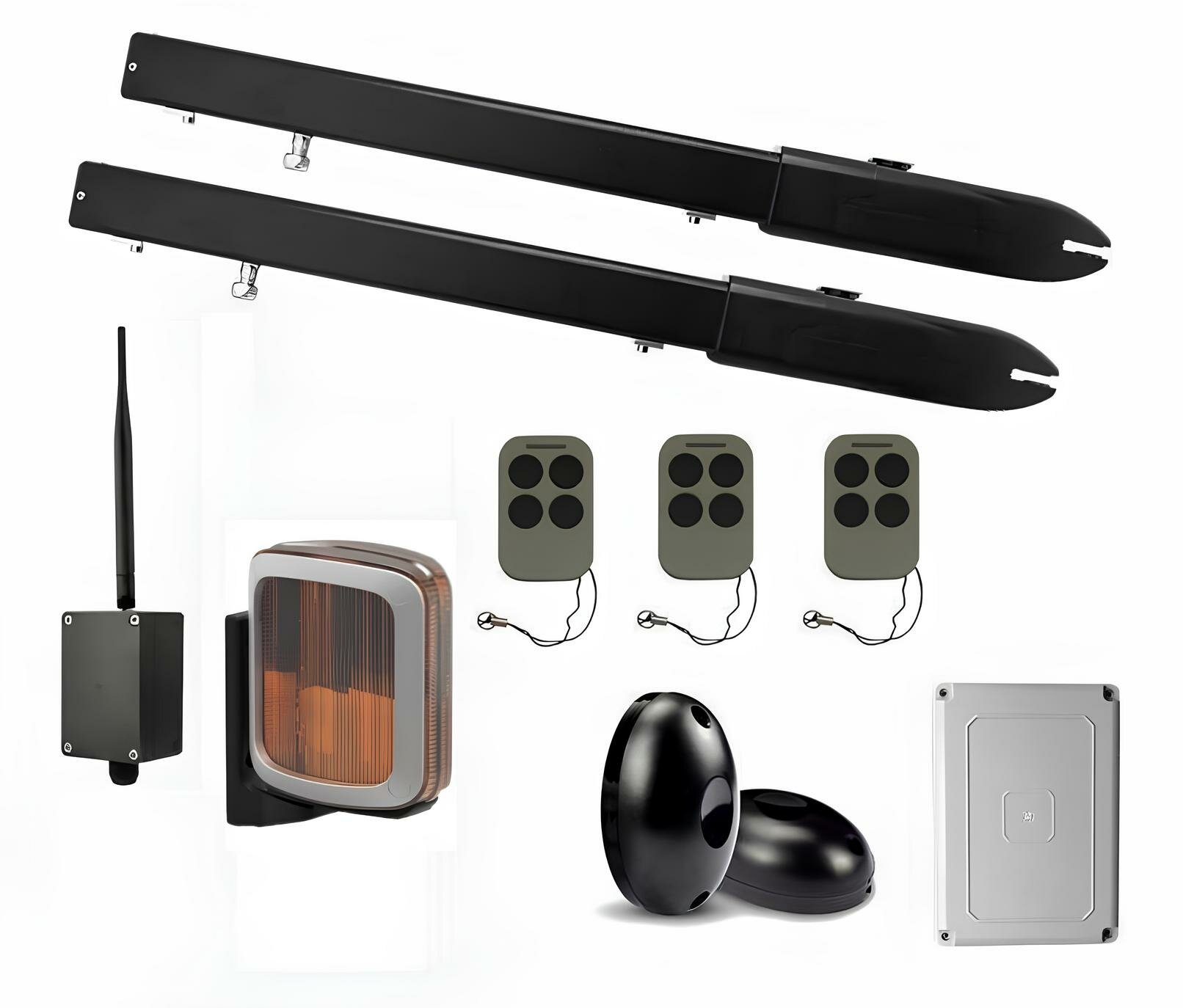 Автоматика для распашных ворот KSW-3000 FULL-T3-2K-BT, комплект: 2 привода, блок управления, 3 пульта, фотоэлементы, лампа, Bluetooth-модуль