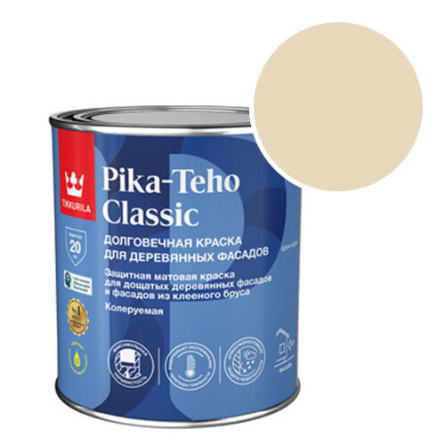 Краска фасадная по дереву Tikkurila Pika-Teho Classic водно-дисперсионная RAL 1015 (Светлая слоновая кость - Light ivory) 0,9 л