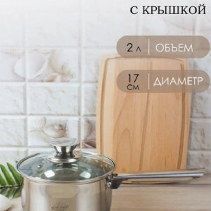 Кухонный ковш Фокус Реки Урала 2 л стеклянная крышка d17 см