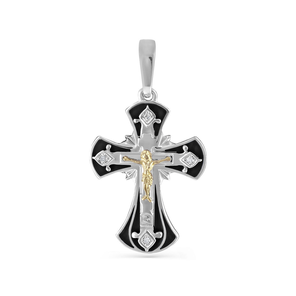 Крестик, серебро, 925 проба, бриллиант