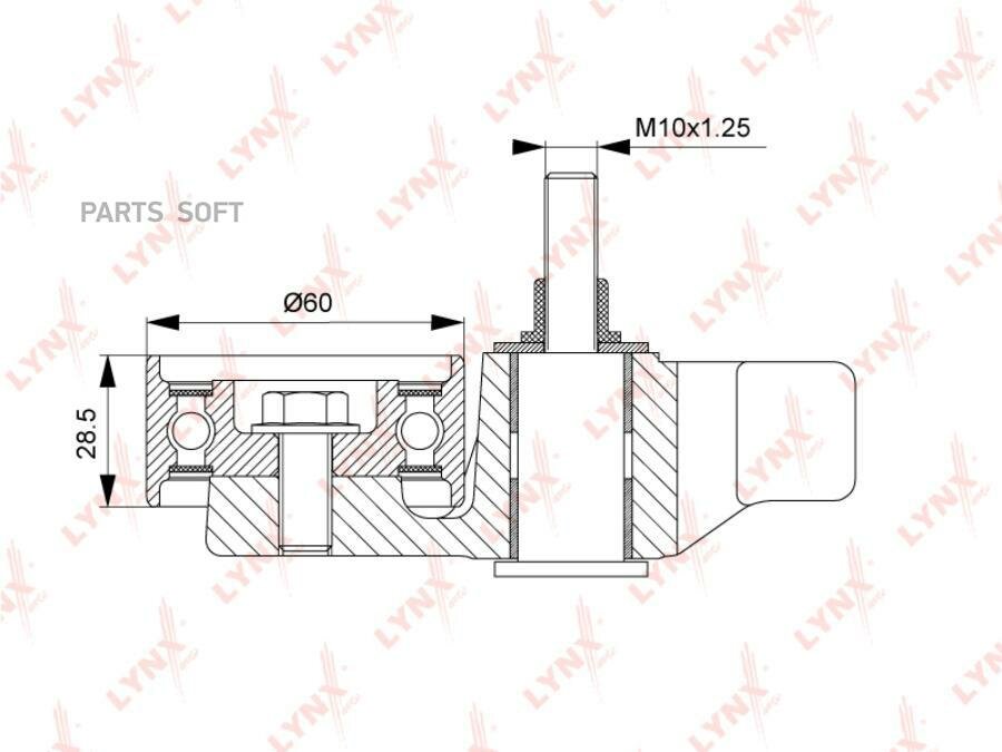 PB1252 LYNXAUTO Ролик натяжителя ремня ГРМ