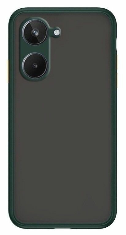 Чехол на Realme C33 пластиковый матовый с силиконовой окантовкой зелёный