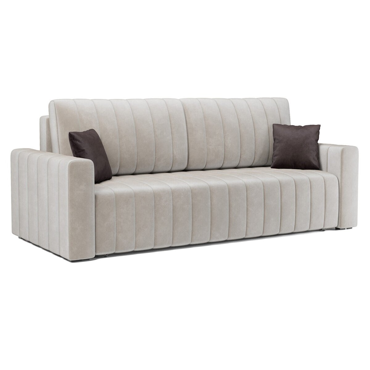 Диван Сток Диванов Сан-Ремо Milk светло-бежевый, механизм еврокнижка, с ящиком для хранения, бархат антикоготь