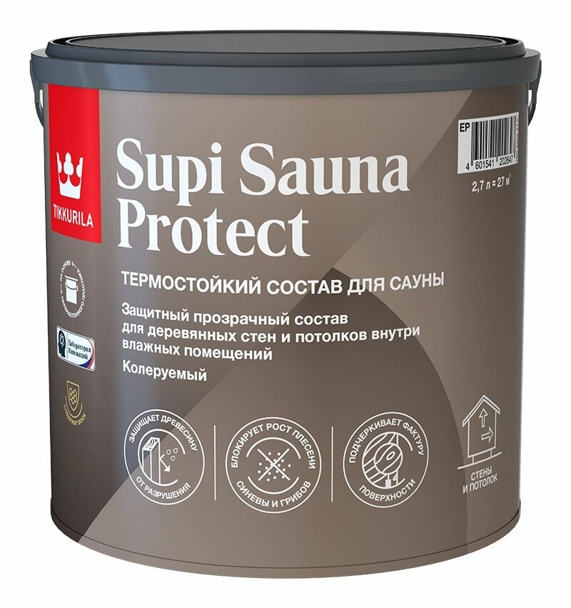Состав Tikkurila SUPI SAUNA PROTECT EP полуматовый 2,7л