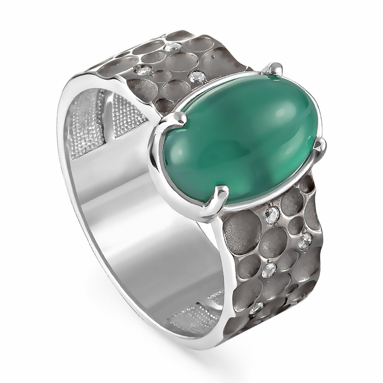 Кольцо тонкое, серебро, 925 проба, фианит, оникс