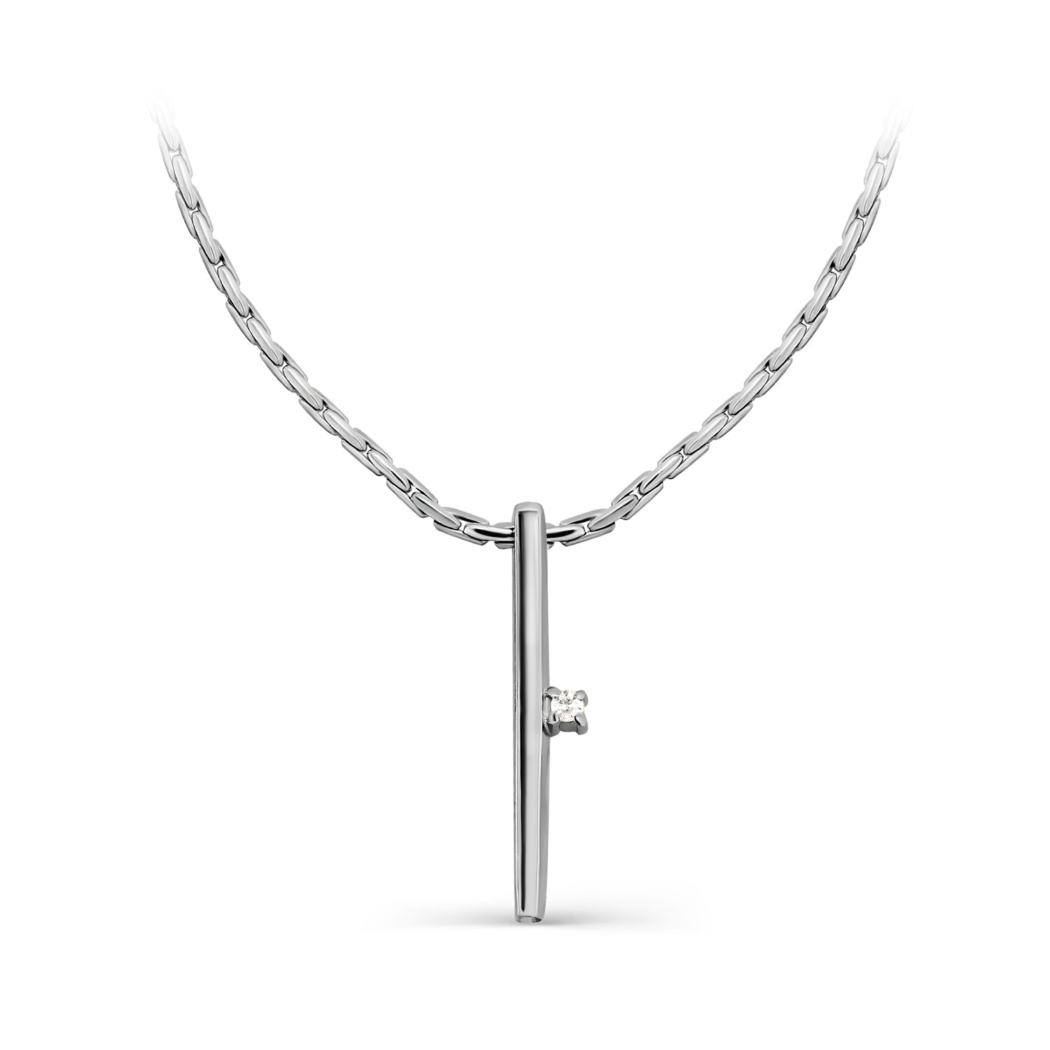 Колье, серебро, 925 проба, родирование, бриллиант