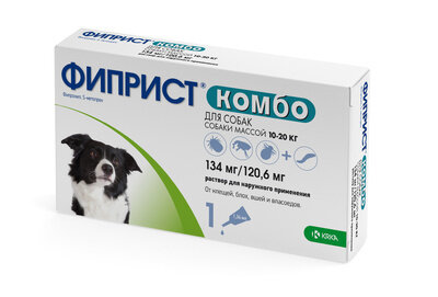 Фиприст Комбо для собак 10 - 20 кг 1,34мл, 1 пипетка от клещей, блох, вшей и власоедов — фото 1