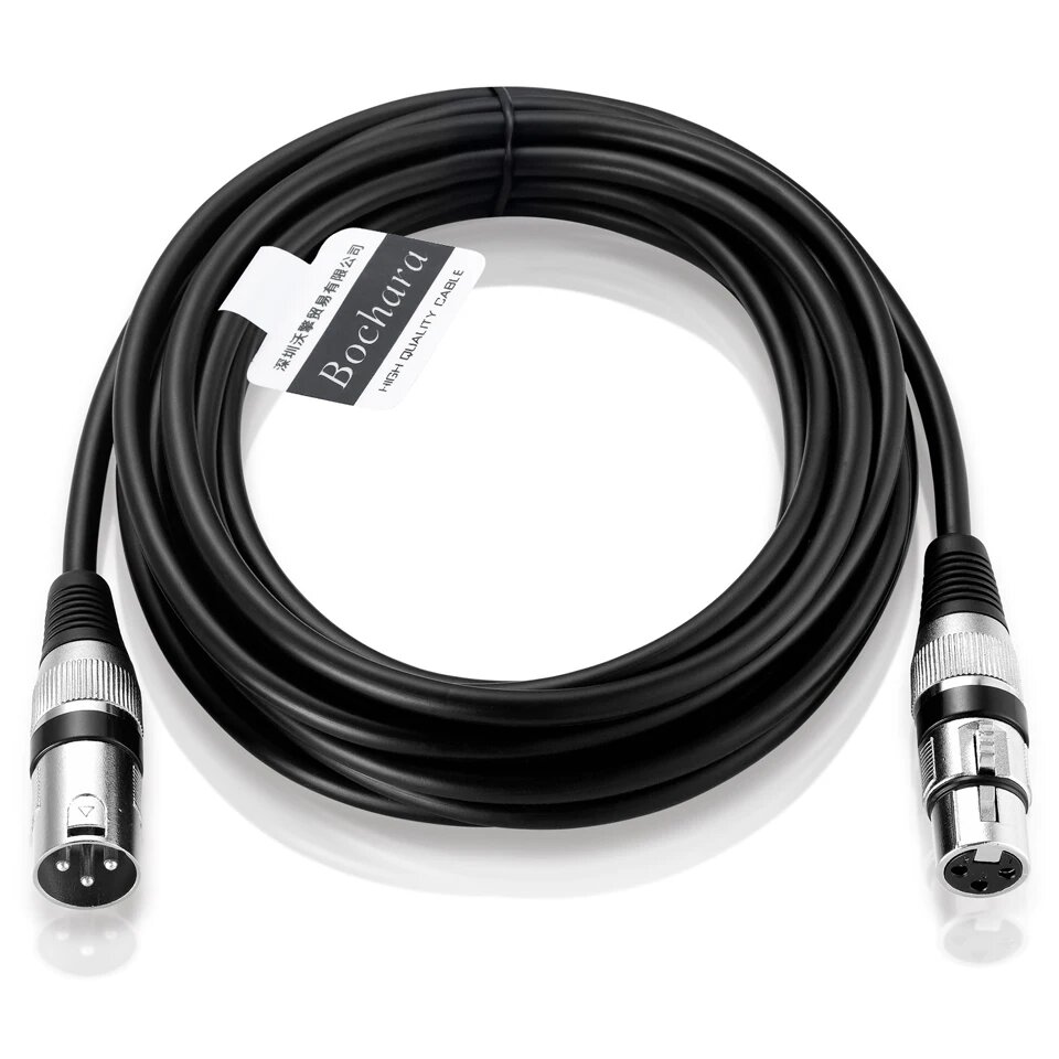 Bochara XLR аудиокабель папа-мама 3-контактный Black, 3 м