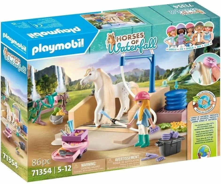 Игровой набор Playmobil 71354 Лошади у водопада Изабелла и Леонис с мойкой для лошадей